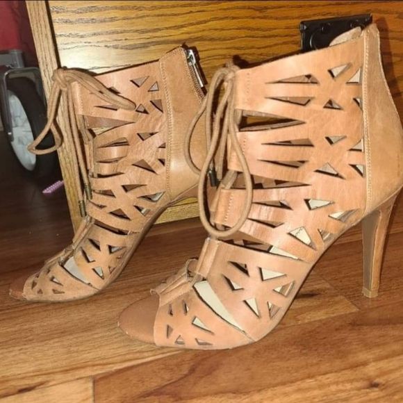Jessica Simpson | Shoes | Jessica Simpson Tan Lace Up Shoes Heels Size ...